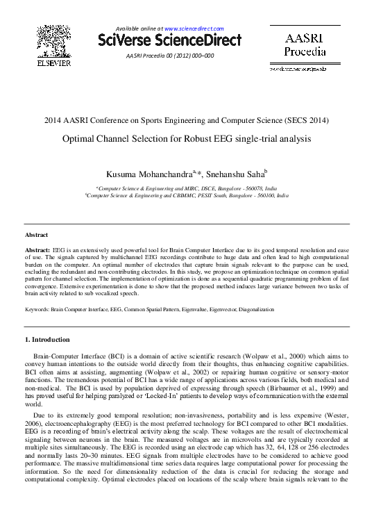 (PDF) Optimal Channel Selection for Robust EEG Single-trial Analysis