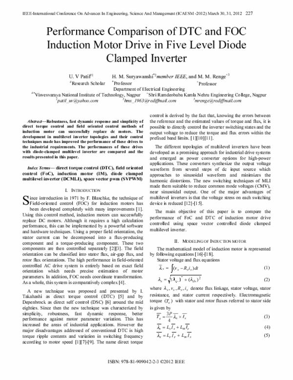 Pdf Performance Comparison Of Dtc And Foc Induction Motor Drive In