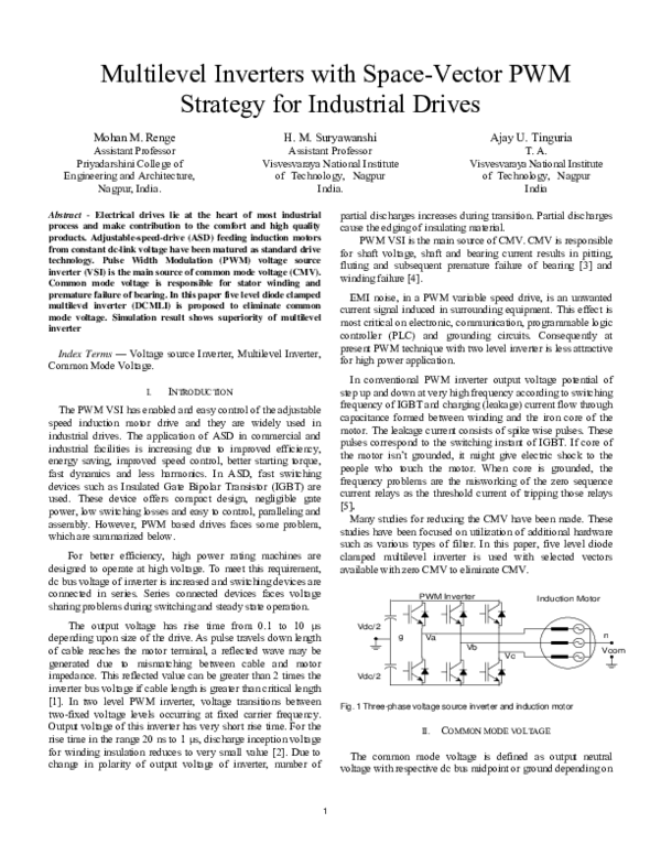 (PDF) Multilevel inverter with space vector PWM strategy for industrial ... (PDF) Multilevel inverter with space vector PWM strategy for industrial ...