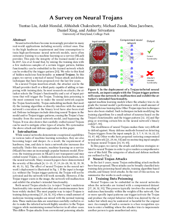 (PDF) A Survey on Neural Trojans