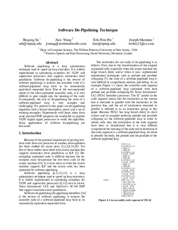 (PDF) Software de-pipelining technique