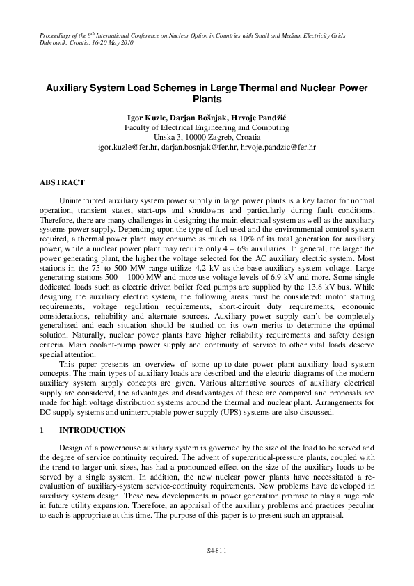 (PDF) Auxiliary system load schemes in large thermal and nuclear power ...