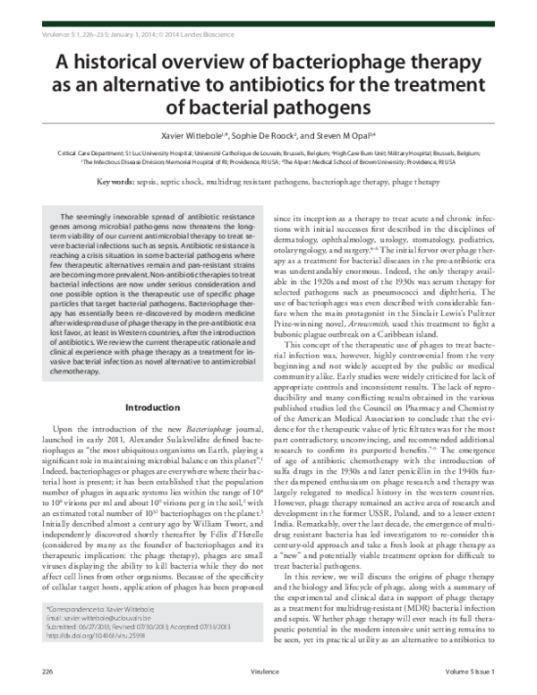 (PDF) A historical overview of bacteriophage therapy as an alternative to antibiotics for the ...