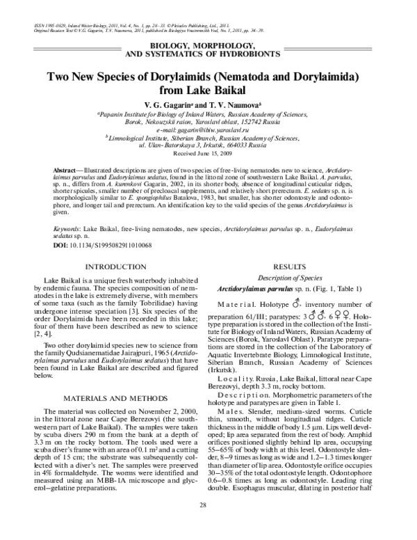 (PDF) Two new species of dorylaimids (Nematoda and Dorylaimida) from ...