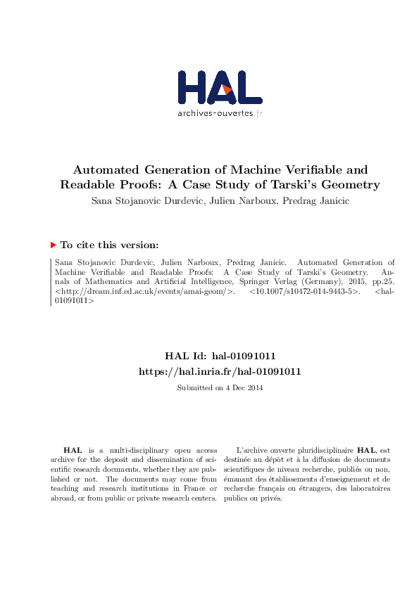 (PDF) Automated generation of machine verifiable and readable proofs: A ... (PDF) Automated generation of machine verifiable and readable proofs: A ...