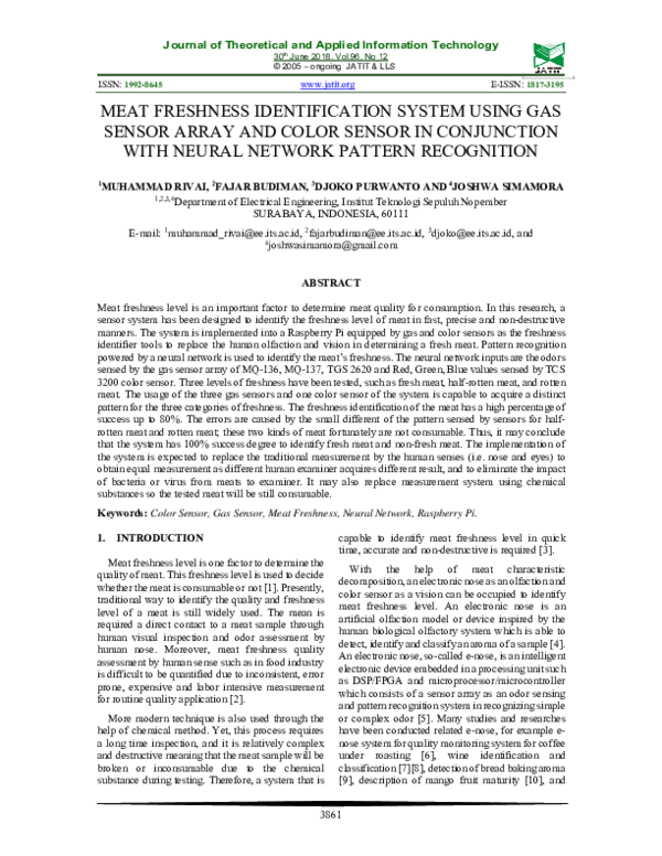Pdf Meat Freshness Identification System Using Gas Sensor Array And Color Sensor In