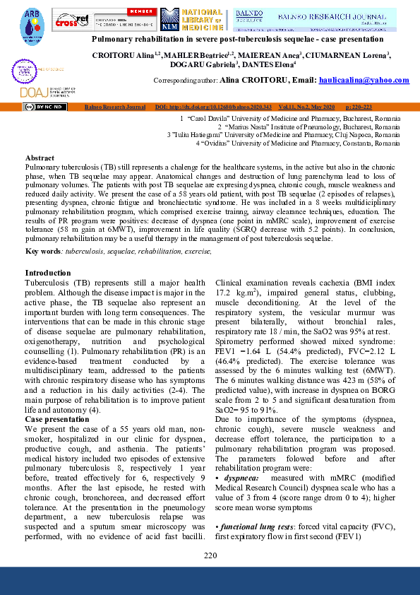 (PDF) Pulmonary rehabilitation in severe post-tuberculosis sequelae ...