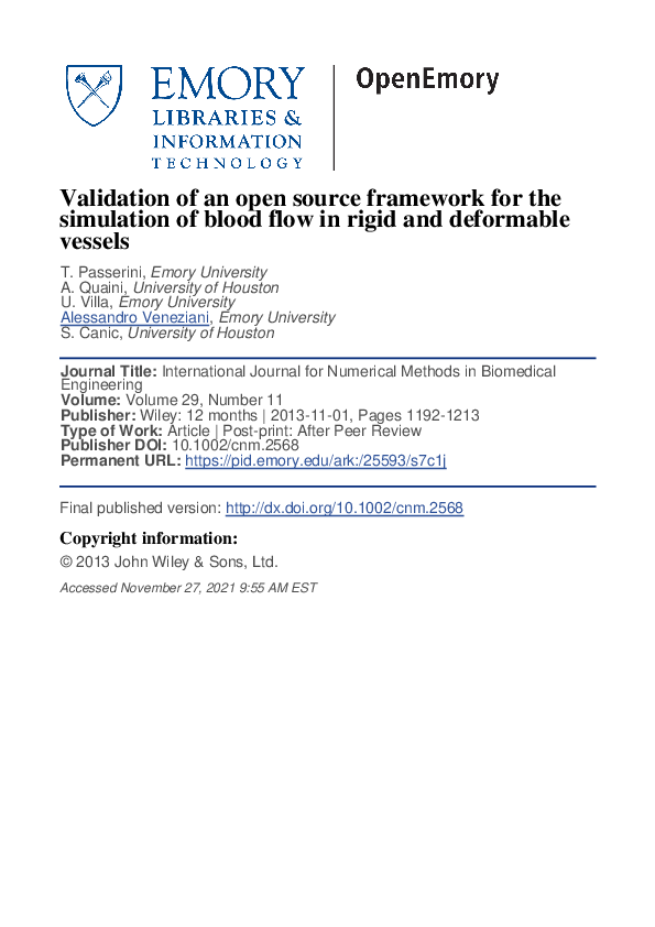Pdf Validation Of An Open Source Cfd Framework