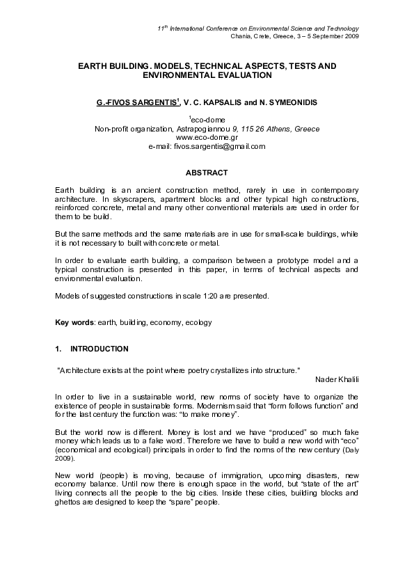 (PDF) Earth building. models, technical aspects, tests and ...