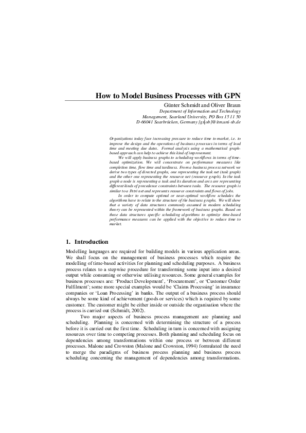 (PDF) How to Model Business Processes with GPN