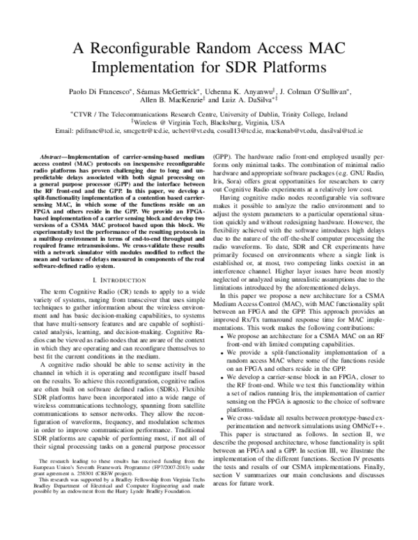 (PDF) A Split Architecture for Random Access MAC for SDR Platforms