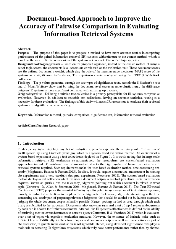 (PDF) Document-based approach to improve the accuracy of pairwise comparison in evaluating ...