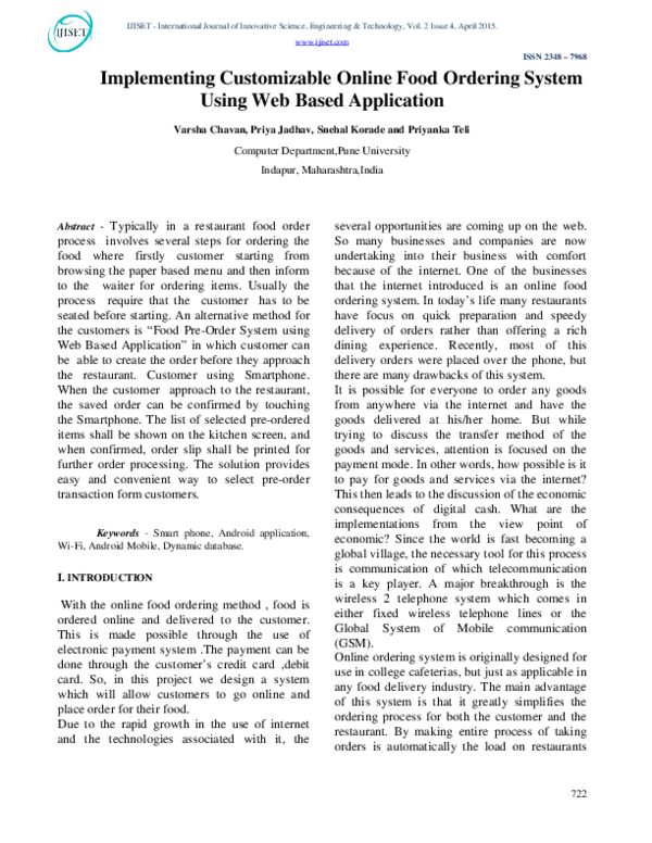 (PDF) Implementing Customizable Online Food Ordering System Using Web ...