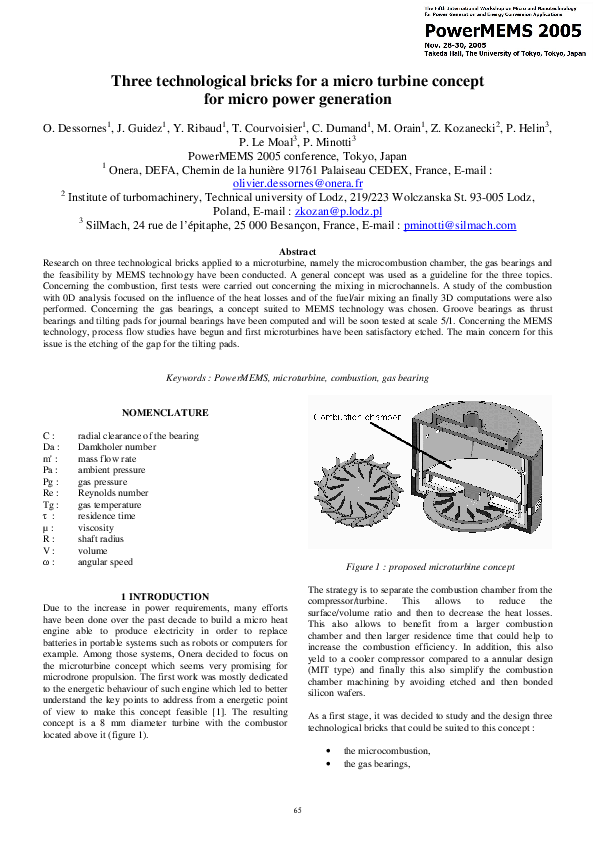 (PDF) Three technological bricks for a micro turbine concept for micro ...