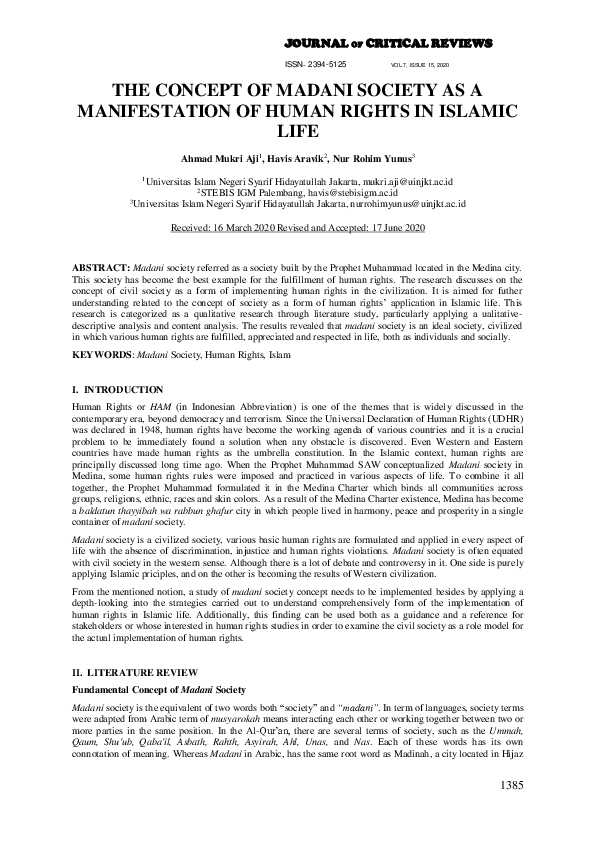 (PDF) The Concept of Madani Society as Amanifestation of Human Rights ...