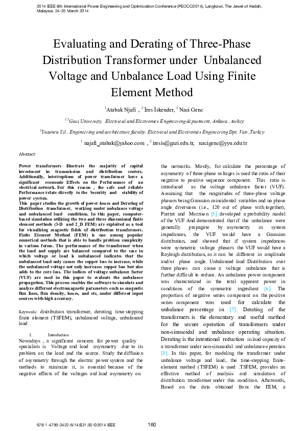 (PDF) Evaluating and derating of three-phase distribution transformer under unbalanced voltage ...