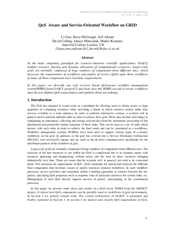 (PDF) QoS Aware and Service-Oriented Workflow on GRID