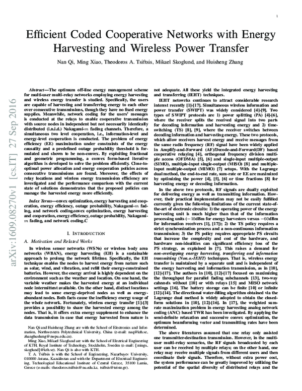 (PDF) Efficient Coded Cooperative Networks with Energy Harvesting and Wireless Power Transfer ...