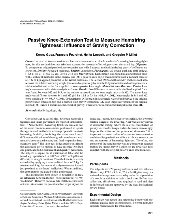 (PDF) Passive knee extension test to measure hamstring muscle tightness