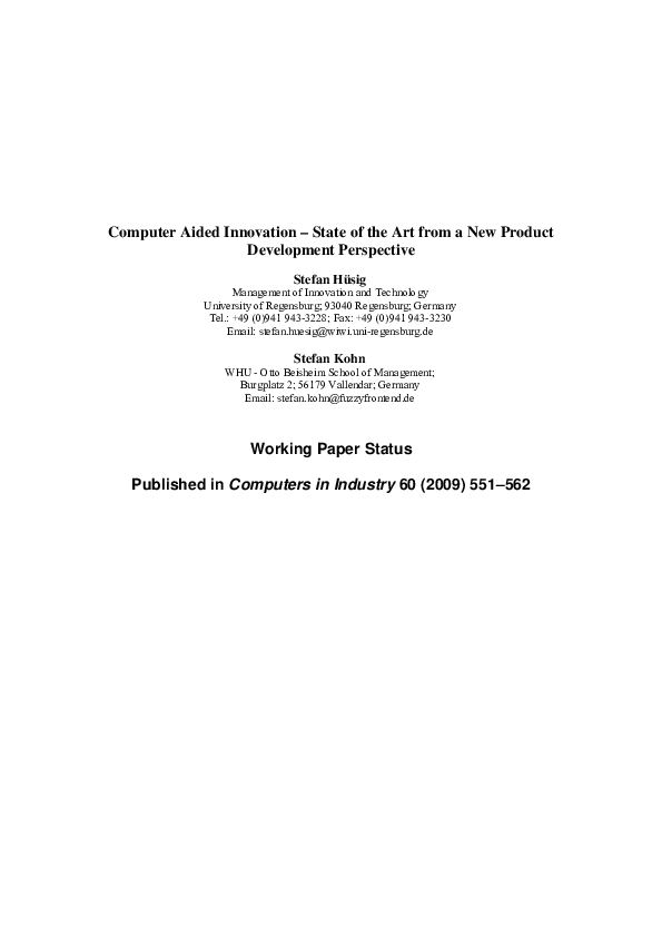 (PDF) Computer aided innovation—State of the art from a new product ...