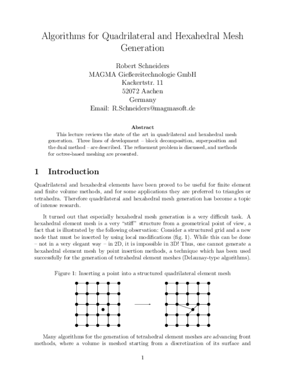(PDF) Algorithms for quadrilateral and hexahedral mesh generation ...