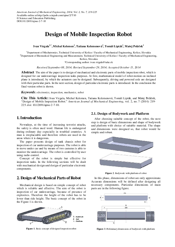 (PDF) Design of Mobile Inspection Robot