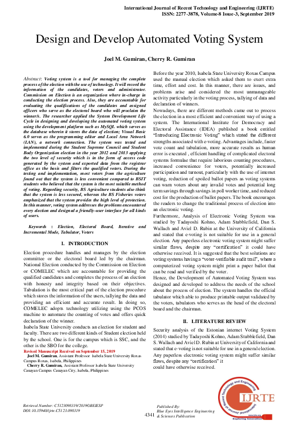 (PDF) Design and Develop Automated Voting System