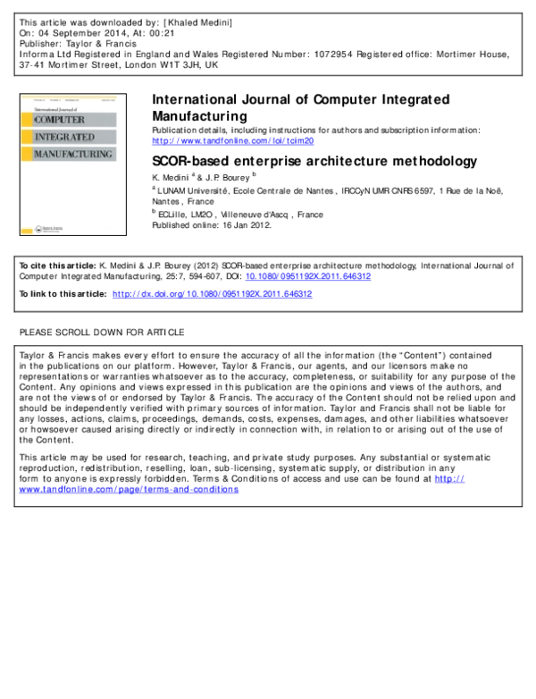 (PDF) SCOR-based enterprise architecture methodology