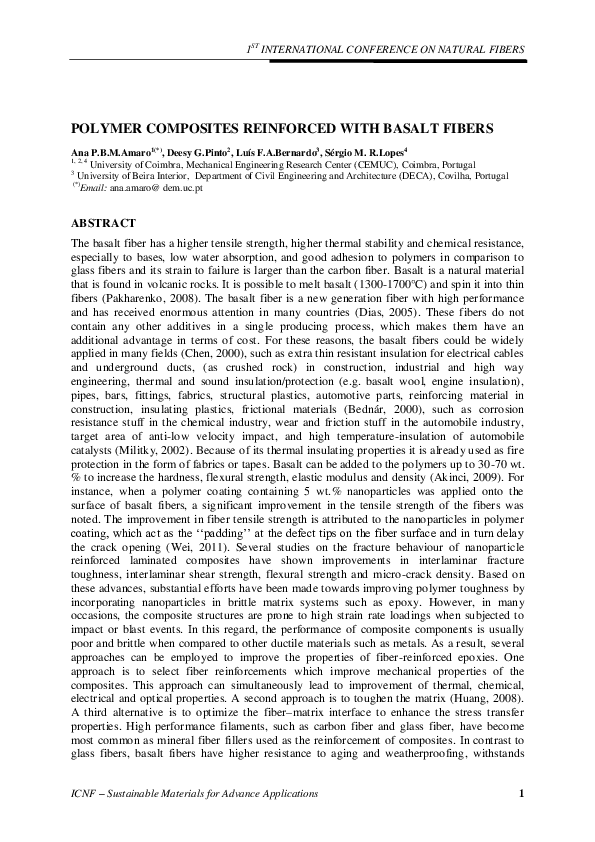 (PDF) Polymer Composites Reinforced with Basalt Fibers