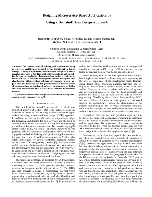 (PDF) Designing Microservice-Based Applications by Using a Domain-Driven Design Approach
