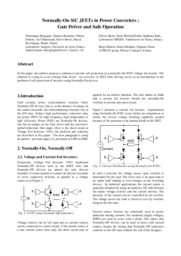 (PDF) Normally on Sic Jfets in Power Converters Gate Driver and Safe ...
