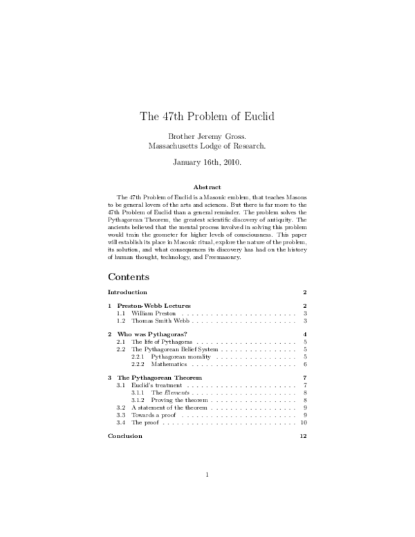 (PDF) The 47th Problem of Euclid