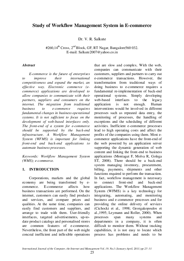 (PDF) Study of Workflow Management System in E-commerce Study of Workflow Management System in E ...