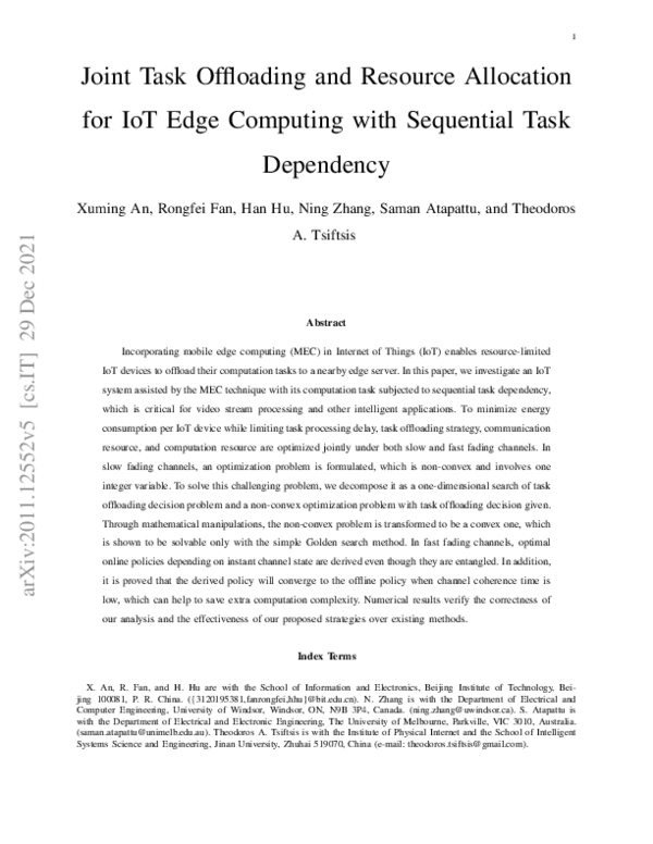 (PDF) Joint Task Offloading and Resource Allocation for IoT Edge Computing with Sequential Task ...