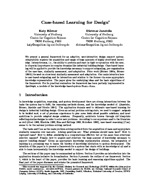 (PDF) Case-based learning for design