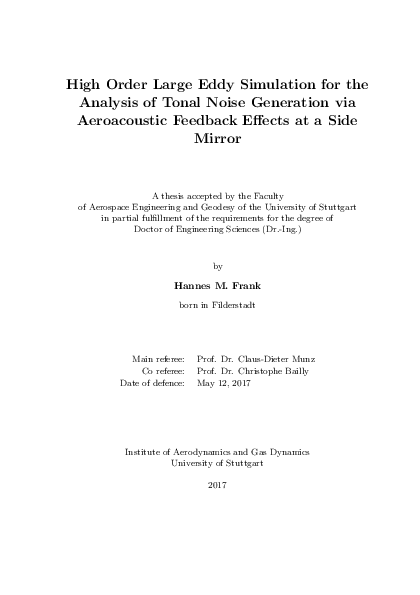 (PDF) High order large eddy simulation for the analysis of tonal noise generation via ...