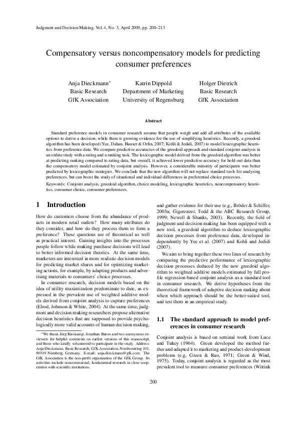 (PDF) Compensatory versus noncompensatory models for predicting ...