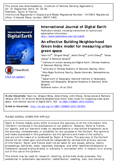 (PDF) An effective Building Neighborhood Green Index model for ...