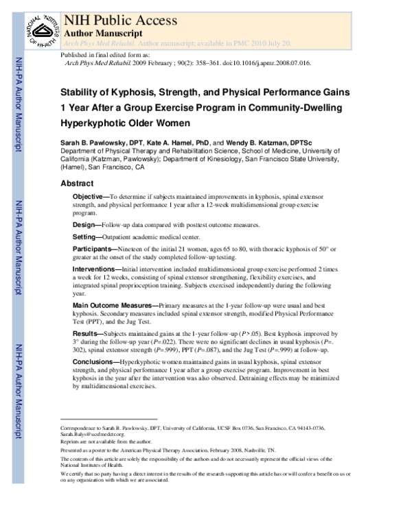 (PDF) Stability of Kyphosis, Strength, and Physical Performance Gains 1 ...