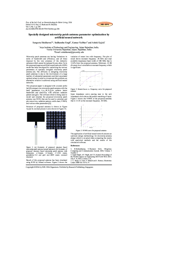 (PDF) Specially designed microstrip patch antenna parameter optimization by artificial neural ...