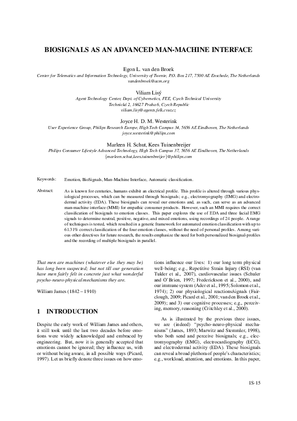 (PDF) Biosignals as an Advanced Man-Machine Interface