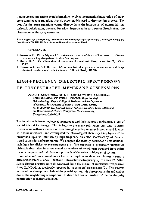 (PDF) High-frequency dielectric spectroscopy of concentrated membrane ...