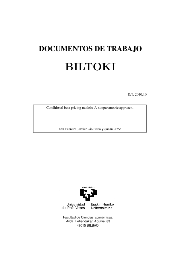 (PDF) Conditional beta pricing models: A nonparametric approach | S ...