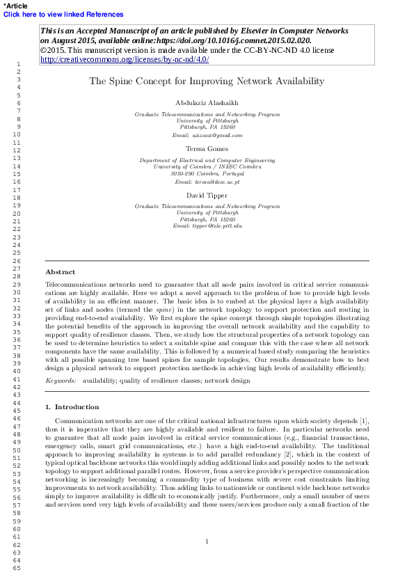 (PDF) The Spine Concept for Improving Network Availability