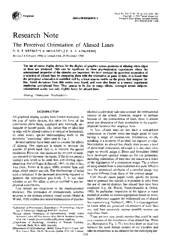 (PDF) The perceived orientation of aliased lines | David Keeble ...