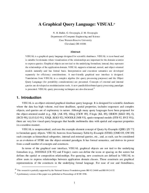 (PDF) A graphical query language: VISUAL and its query processing