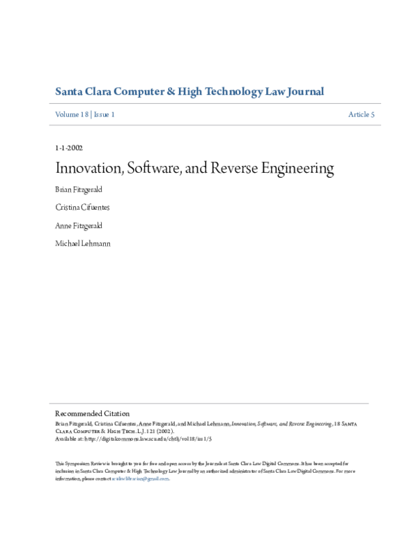 (PDF) Innovation, Software, and Reverse Engineering