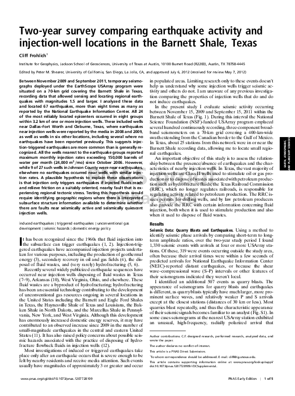 (PDF) Two-year survey comparing earthquake activity and injection-well ...
