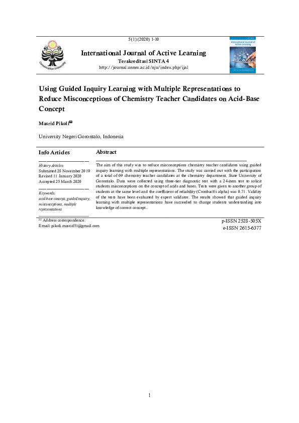 (PDF) Using Guided Inquiry Learning with Multiple Representations to Reduce Misconceptions of ...
