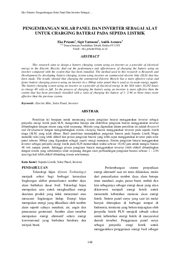 (PDF) Eko Prianto: Pengembangan Solar Panel Dan Inverter Sebagai ...